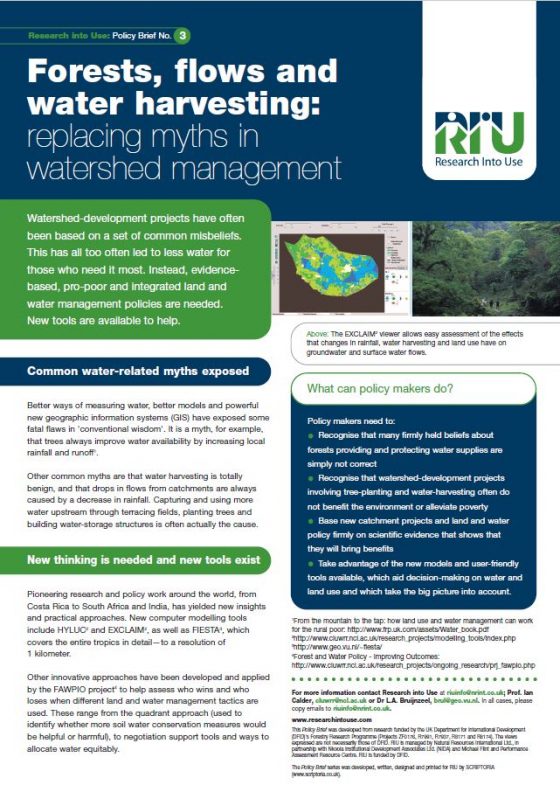 Forests, flows and water harvesting: replacing myths in water ...